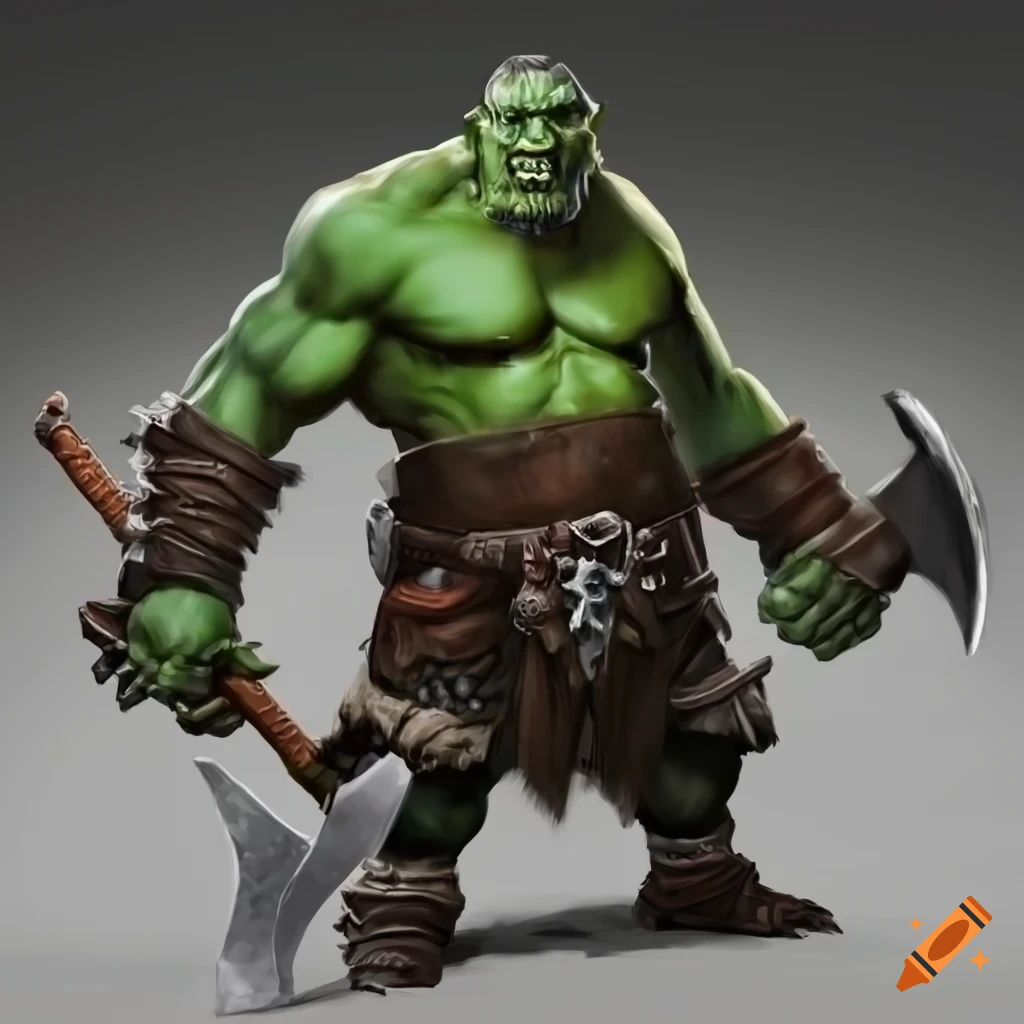 Orc wielding a big axe on Craiyon