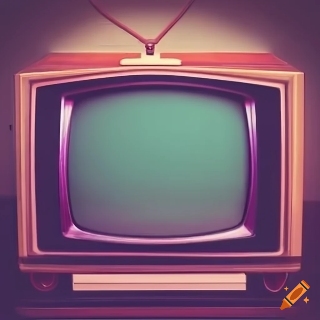 Old retro tv with dials and speakers in synthwave colors on Craiyon