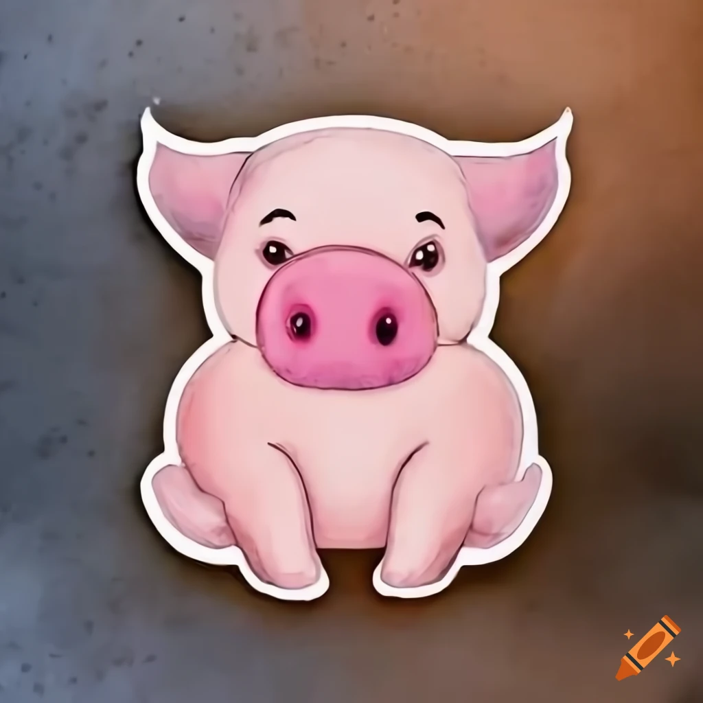 Detail-rich cute pig sticker in high definition 8k resolution on Craiyon
