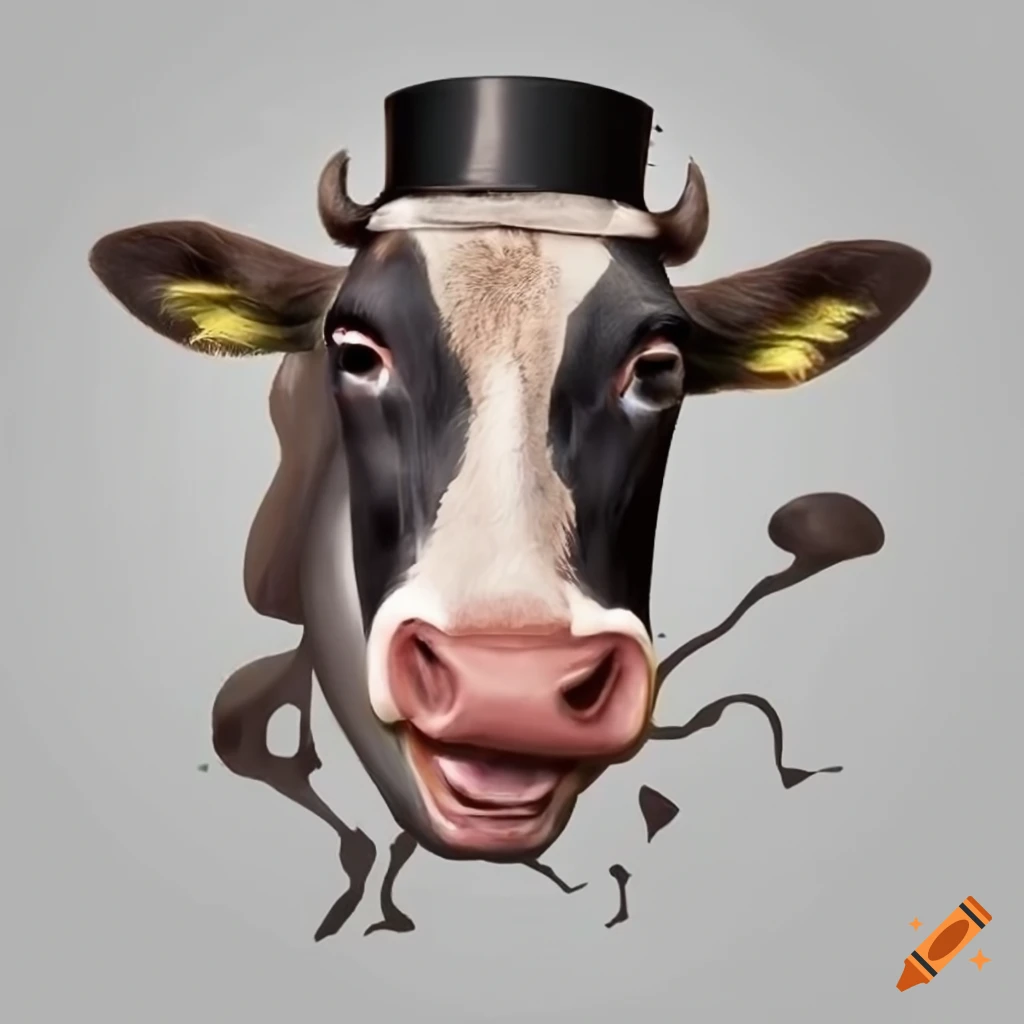 Cow wearing a top hat on Craiyon