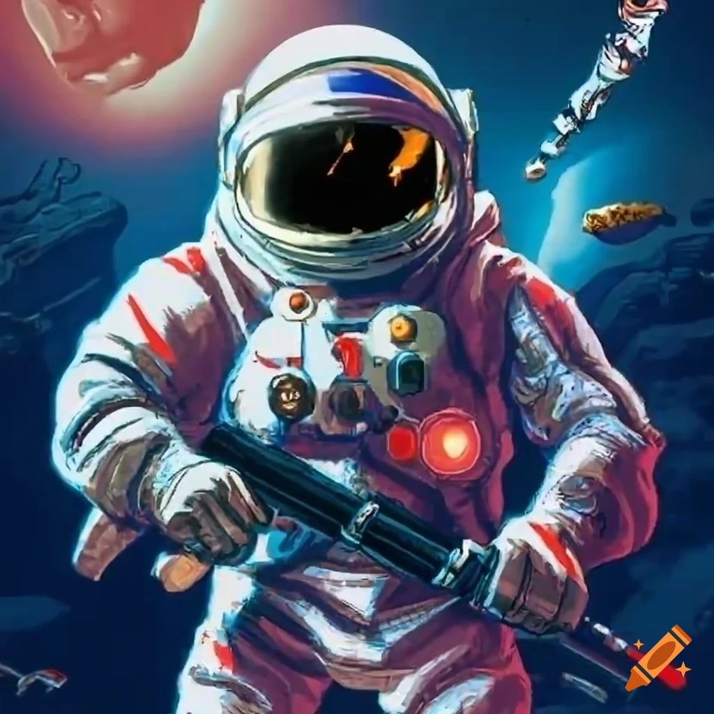 Astronaut Soldiers battling on Alien Pyramids in a retro Nintendo game ...