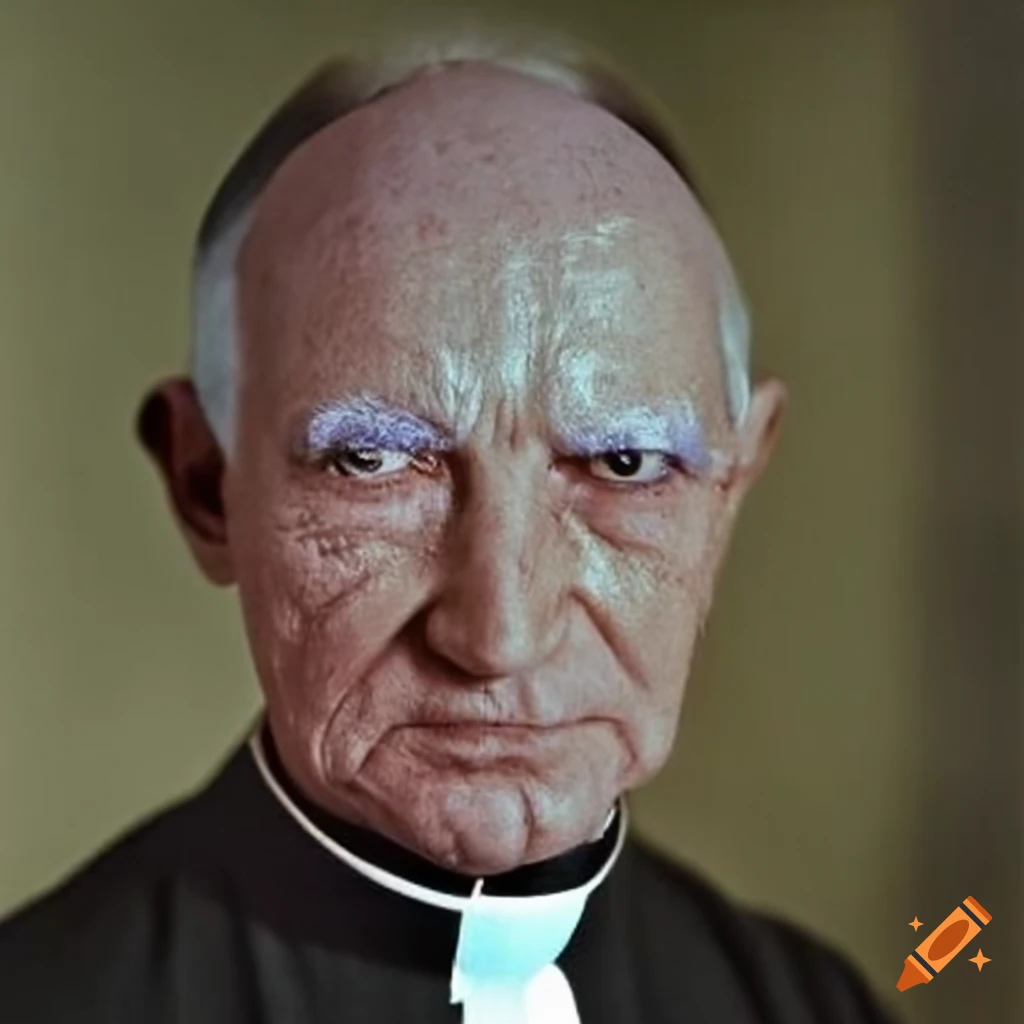 Portrait of a priest with an expressionless look on Craiyon