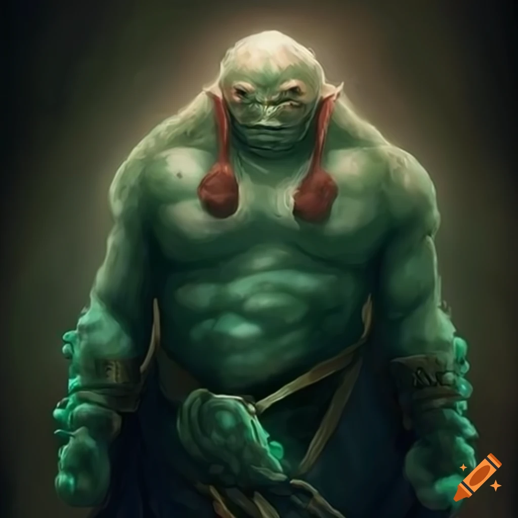 Slime barbarian holding a club in a high fantasy art on Craiyon