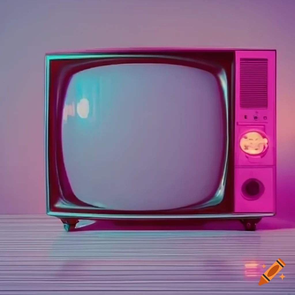 Old retro tv with vaporwave colors in front view on Craiyon