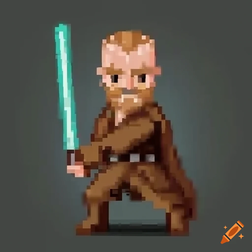 32-bit pixel art character of a Jedi in fighting game style on Craiyon