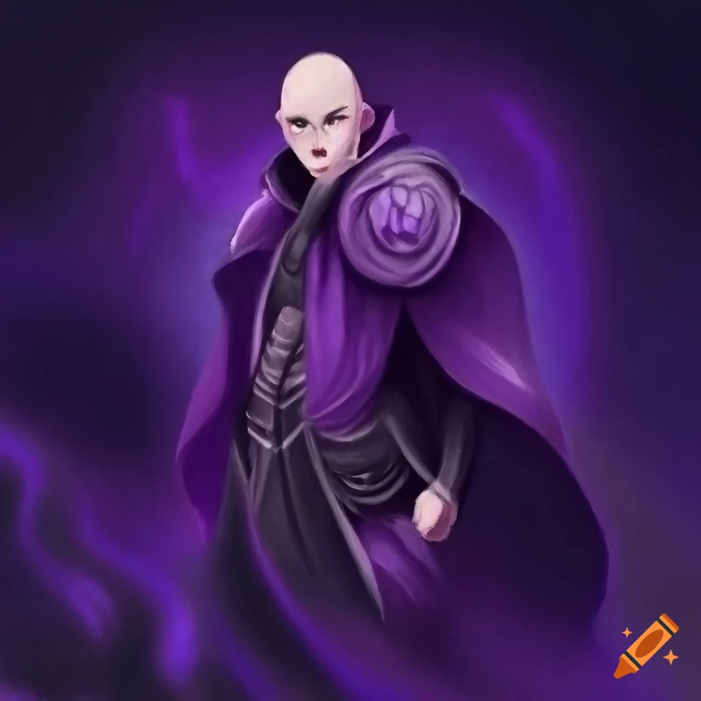 Intricately detailed oil painting of a male warlock in black armor ...