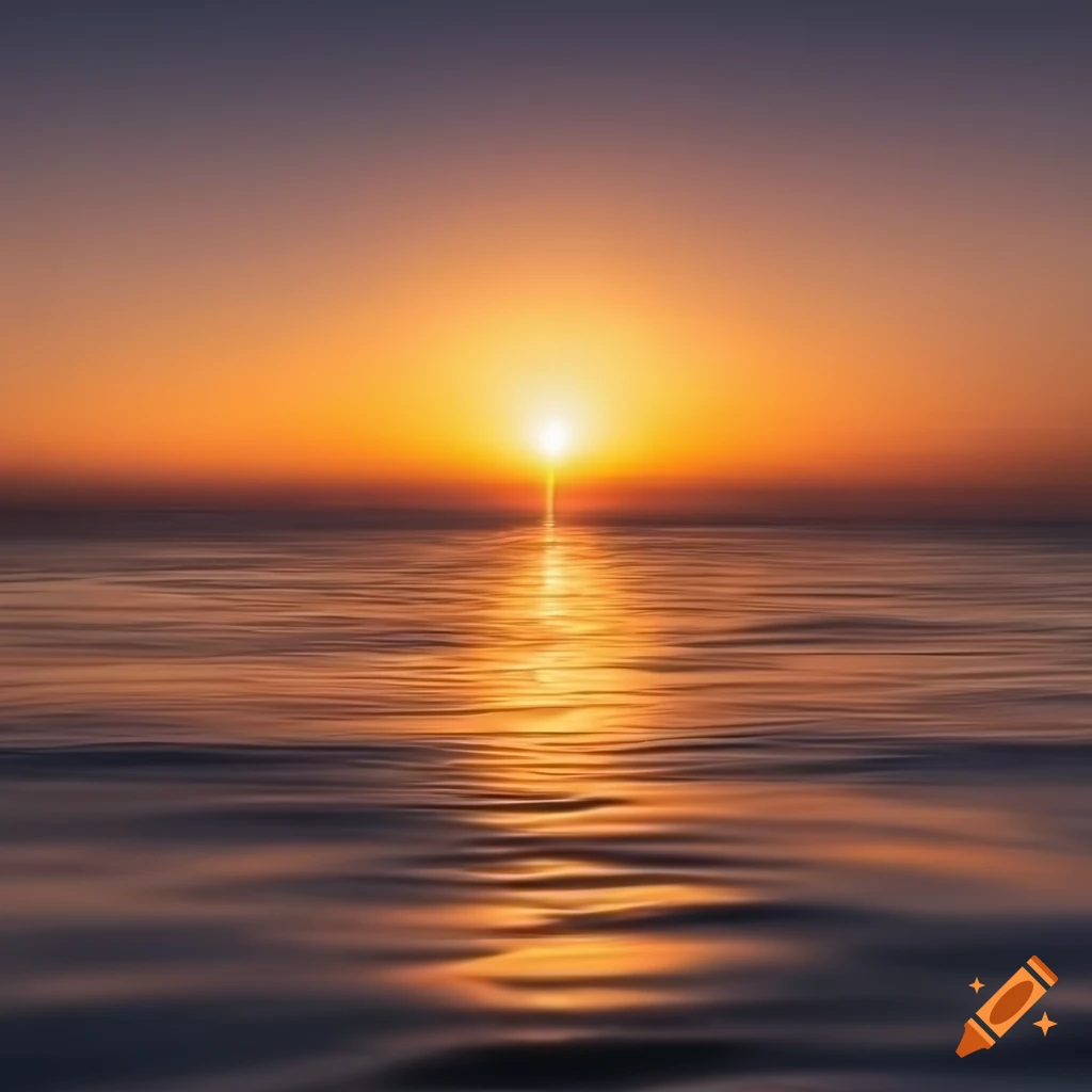 Vivid realistic sunrise over water in high definition 4k digital art on ...