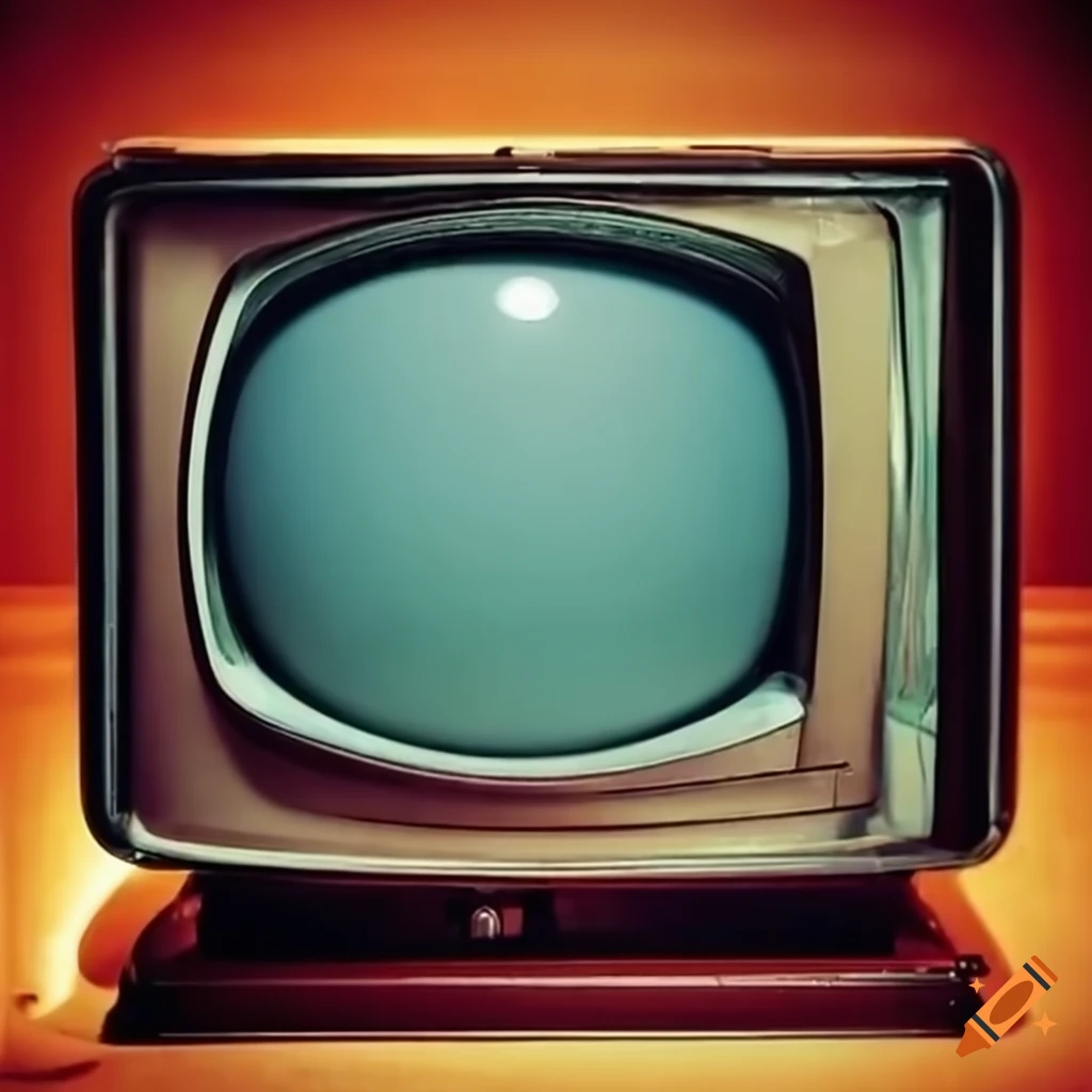 Old retro TV front view with dial and speakers on Craiyon