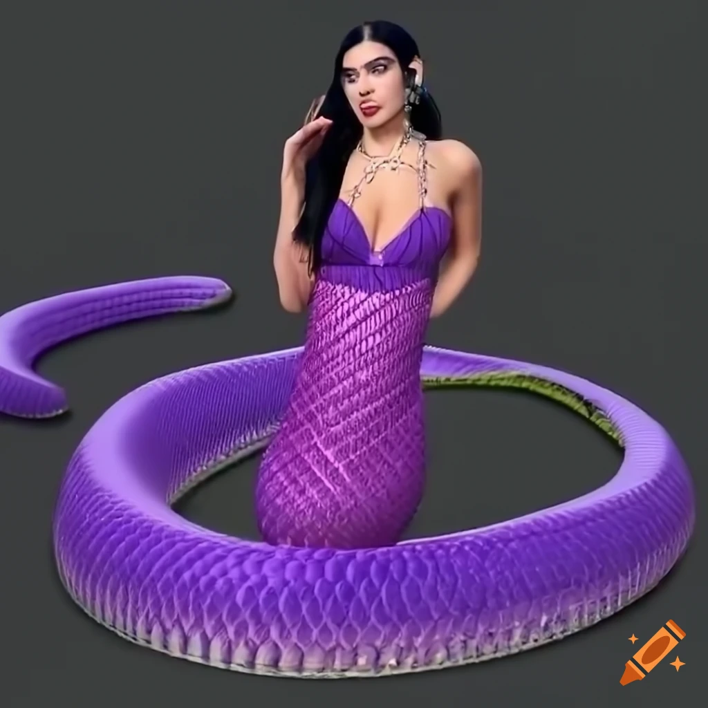 Dua Lipa as a purple Naga in realistic HD art on Craiyon