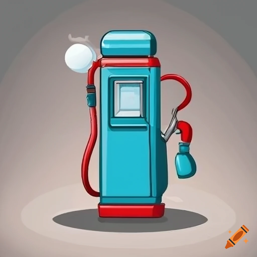 Cartoon-style fuel pump being held by its handle on Craiyon
