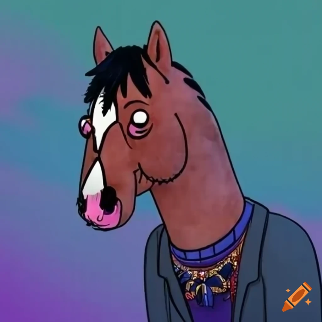 Distorted bojack horseman portrait on Craiyon