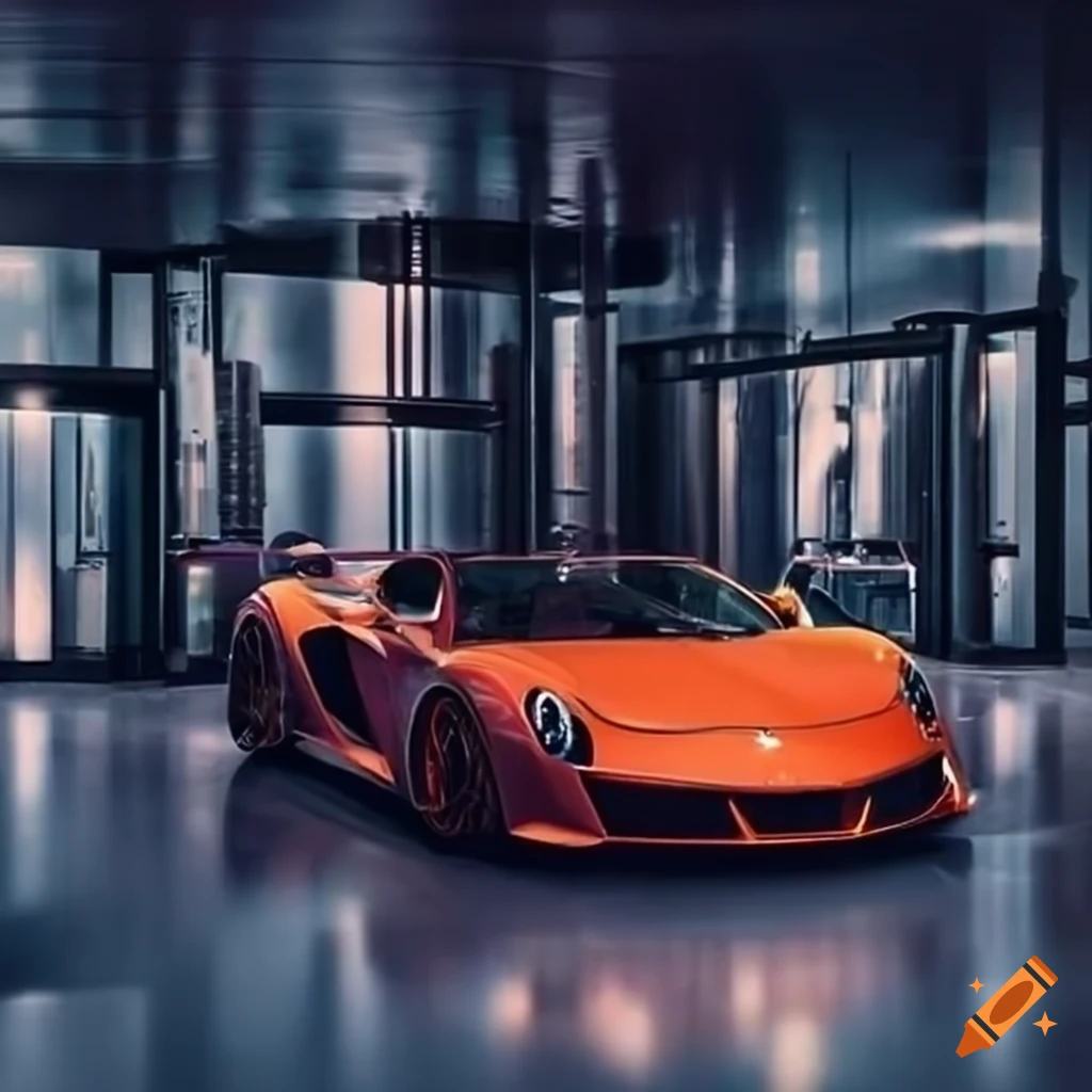 Luxurious garage filled with exotic sports cars on Craiyon