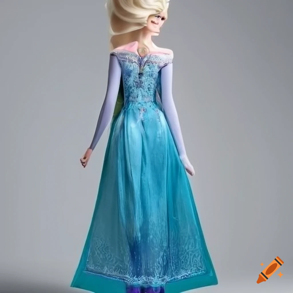 Detailed full-body view of elsa standing with her back facing the ...