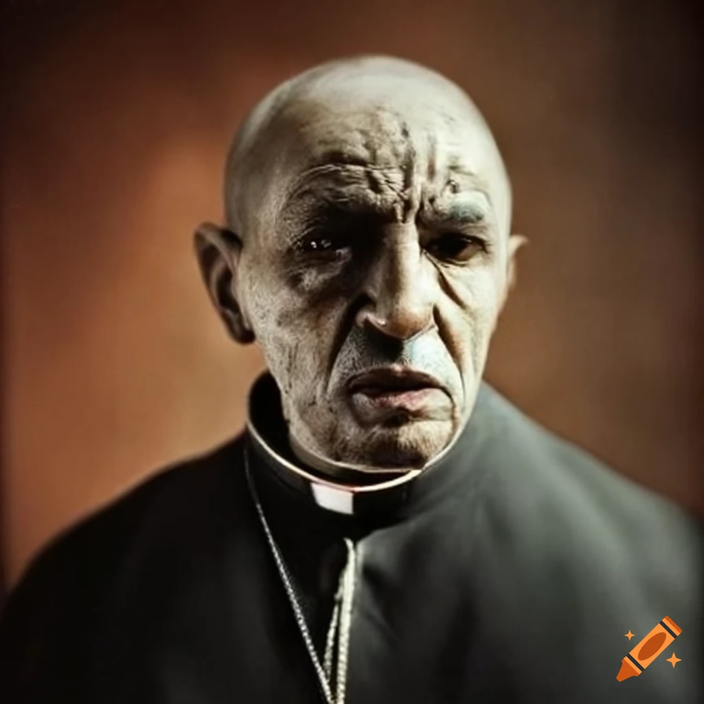 Portrait of a priest with an expressionless look on Craiyon