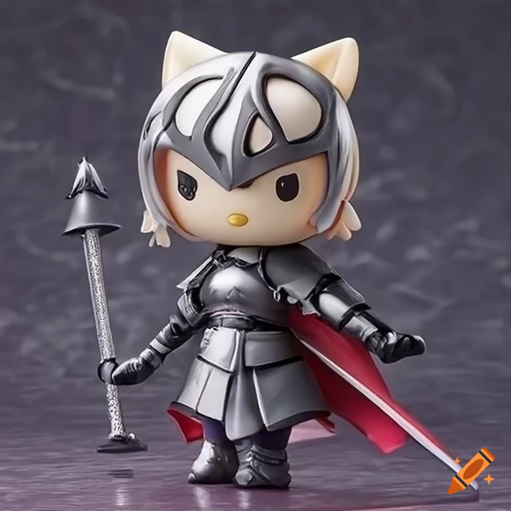 Hello kitty action figure as jeanne d'arc in 4k masterpiece on Craiyon