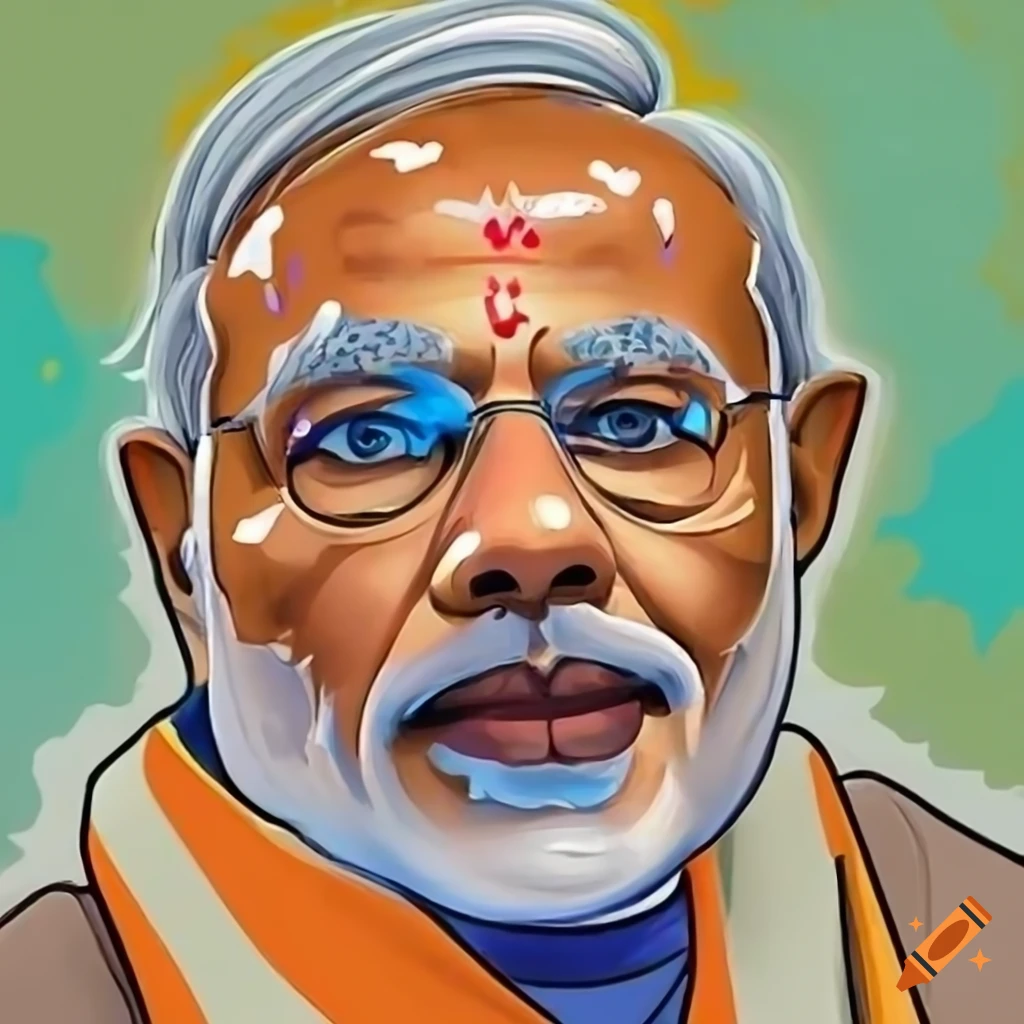 Cartoon of prime minister modi on Craiyon
