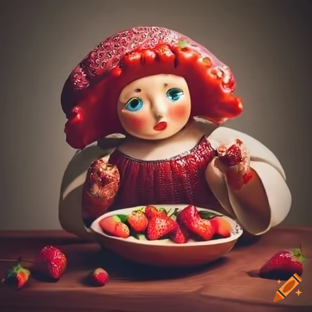 Babushka preparing strawberry kompot on Craiyon