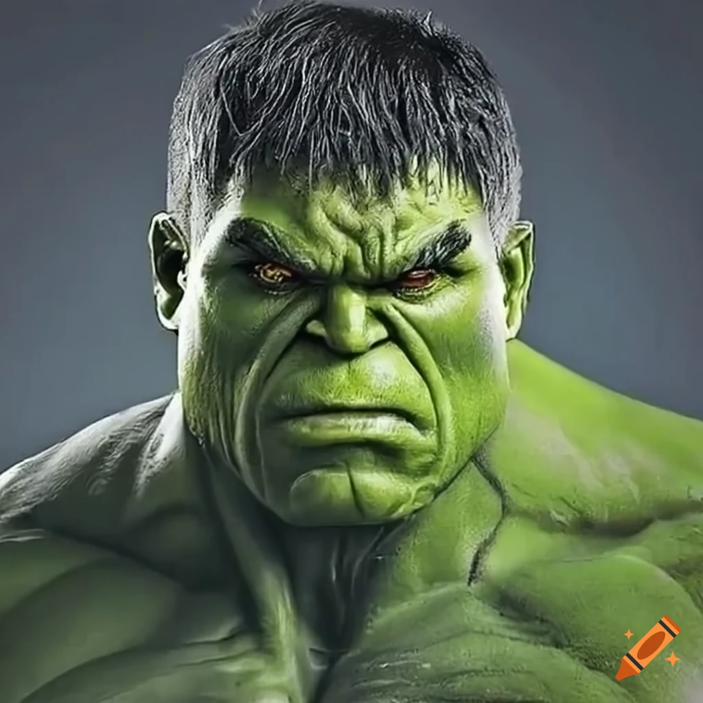 Angry and detailed portrayal of the Incredible Hulk on Craiyon