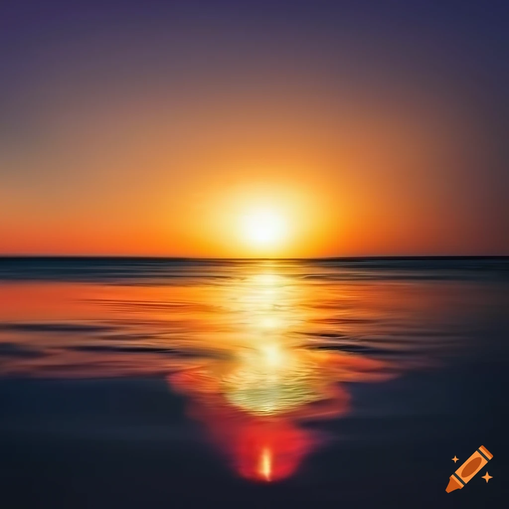 Vivid realistic sunrise over water in high definition 4k digital art on ...