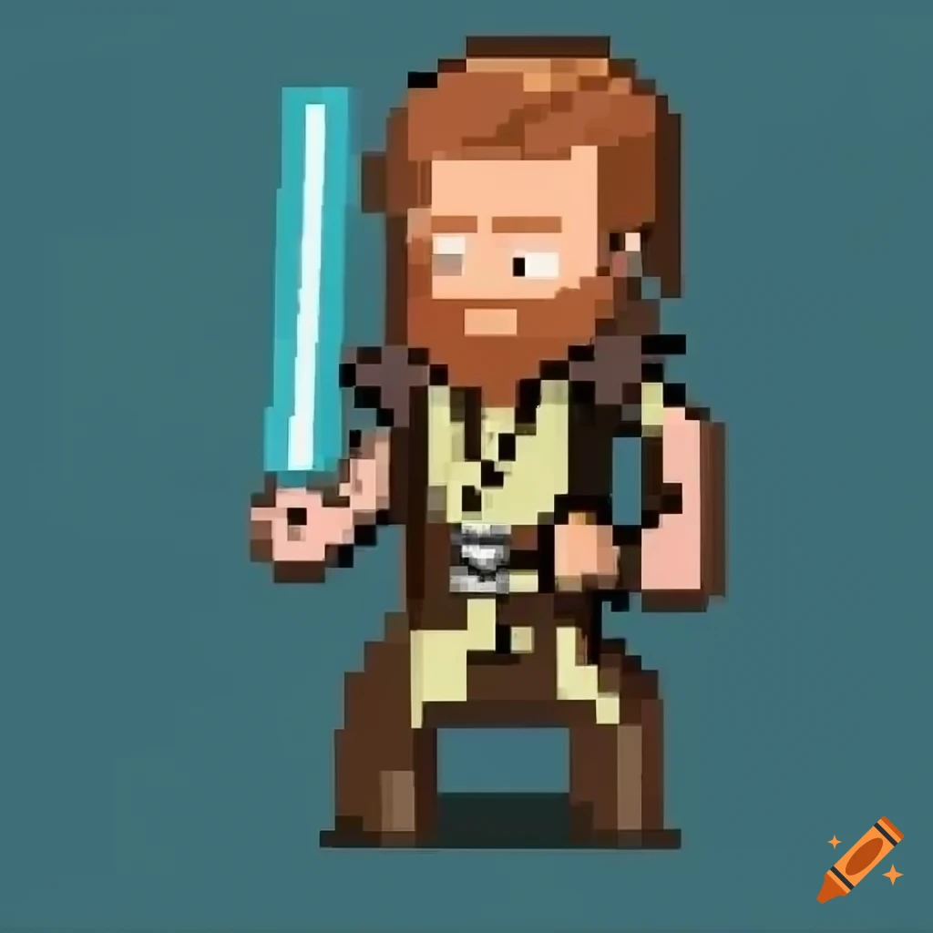 32-bit pixel art character of a jedi in fighting game style on Craiyon