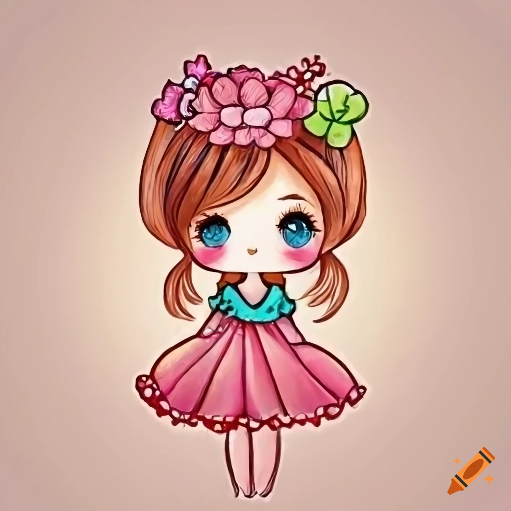 Cute paper doll drawing on Craiyon