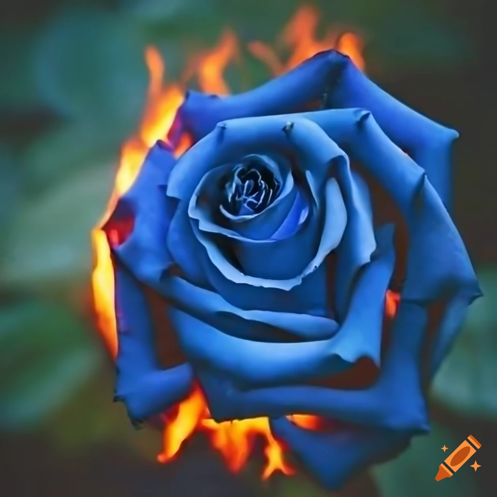 Blue rose engulfed in flames on Craiyon