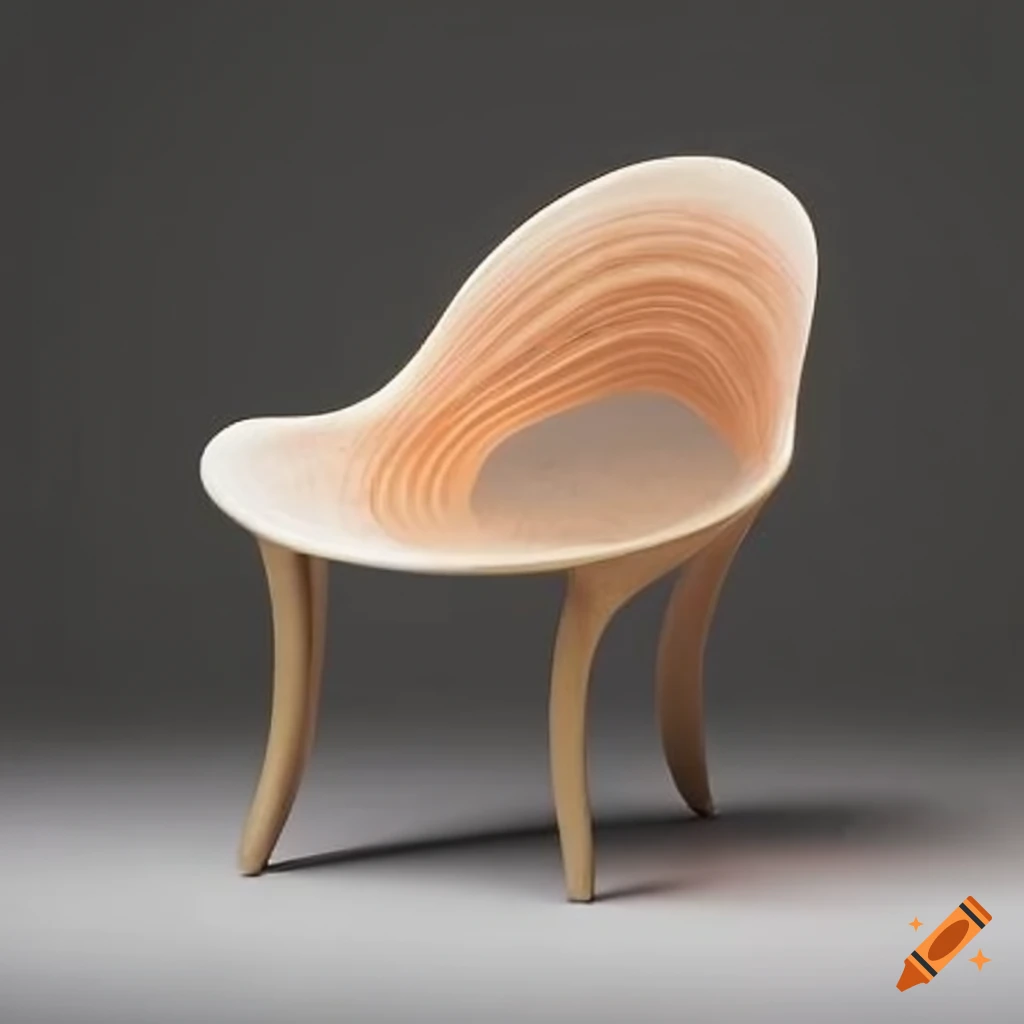Unconventional chair shaped like a shell on Craiyon