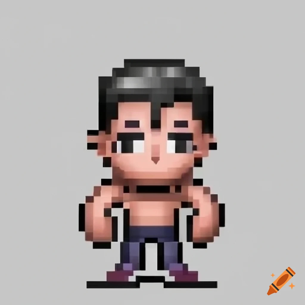 2d sprite of muscular man named gilbert in black and white on Craiyon