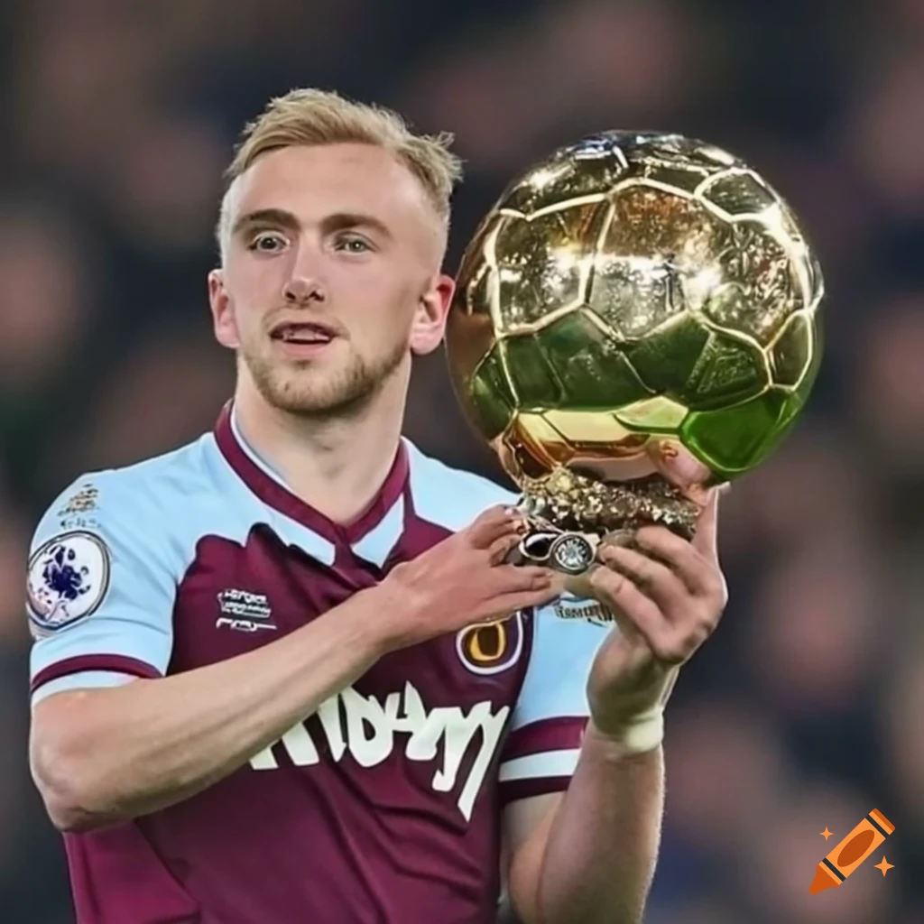 Footballer jarrod bowen with ballon d'or award on Craiyon