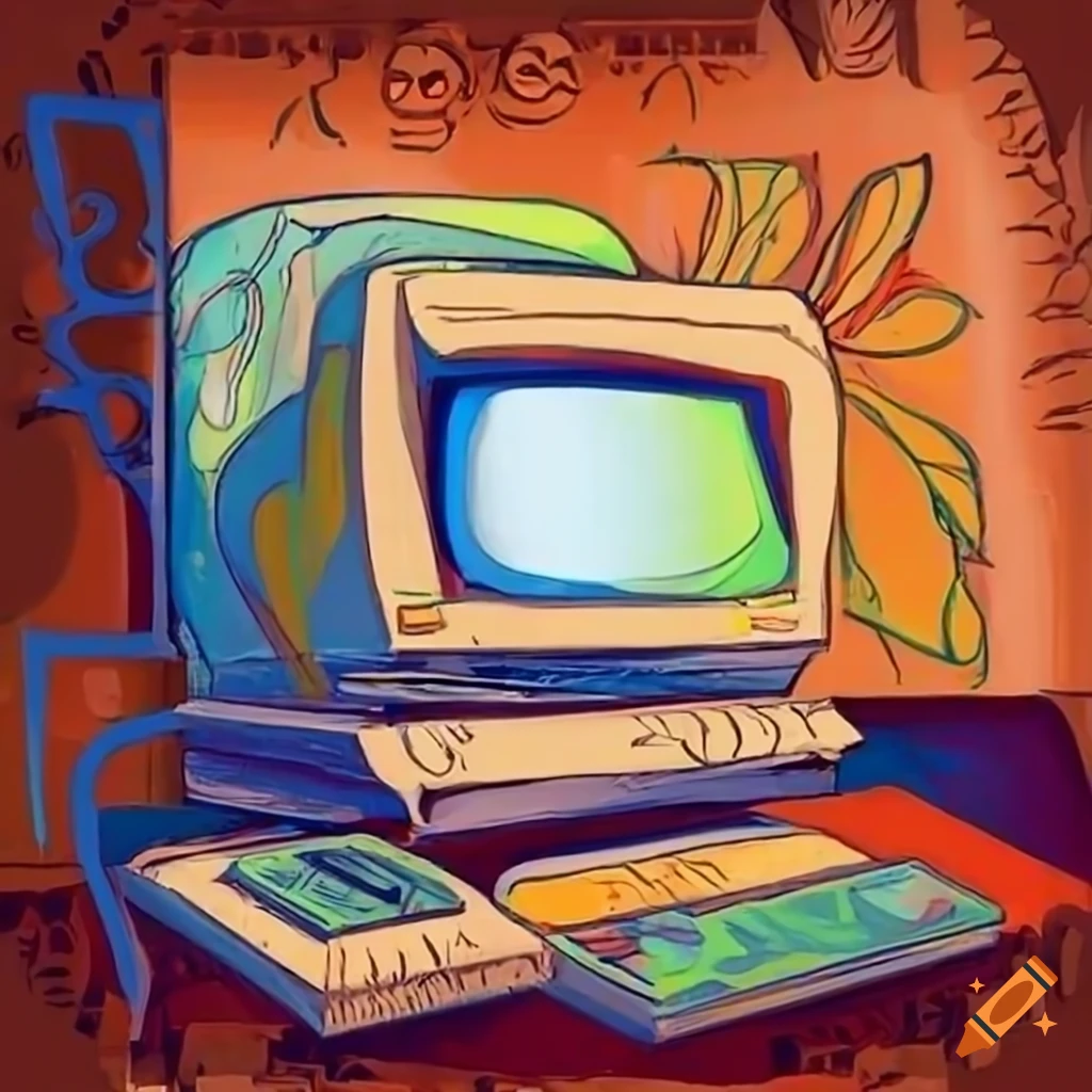 Computer in picasso painting style on Craiyon