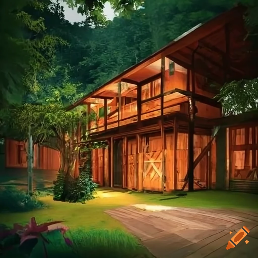 Asian tropical barn style residential on Craiyon