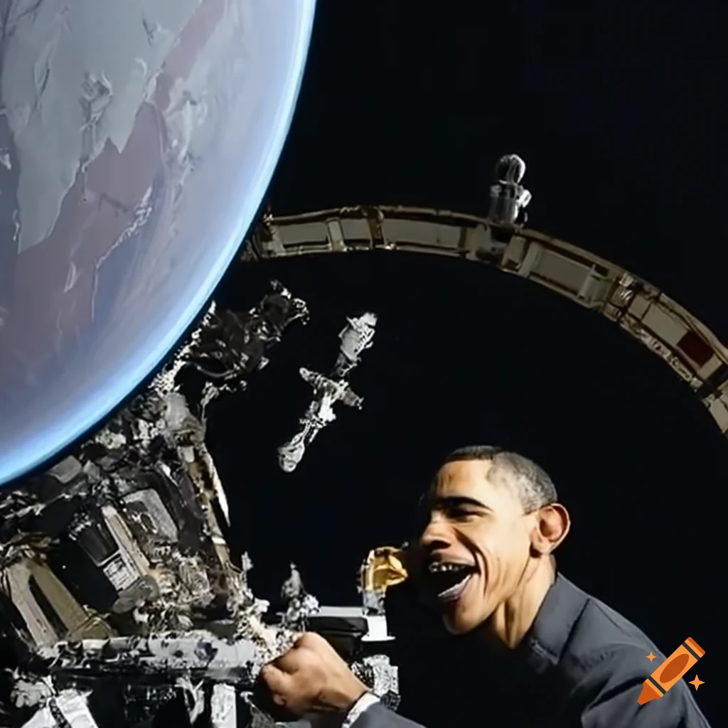 Barack obama eating pancakes in space on Craiyon