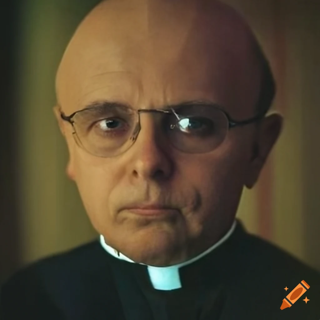 Expressionless face of a priest in a color photograph on Craiyon