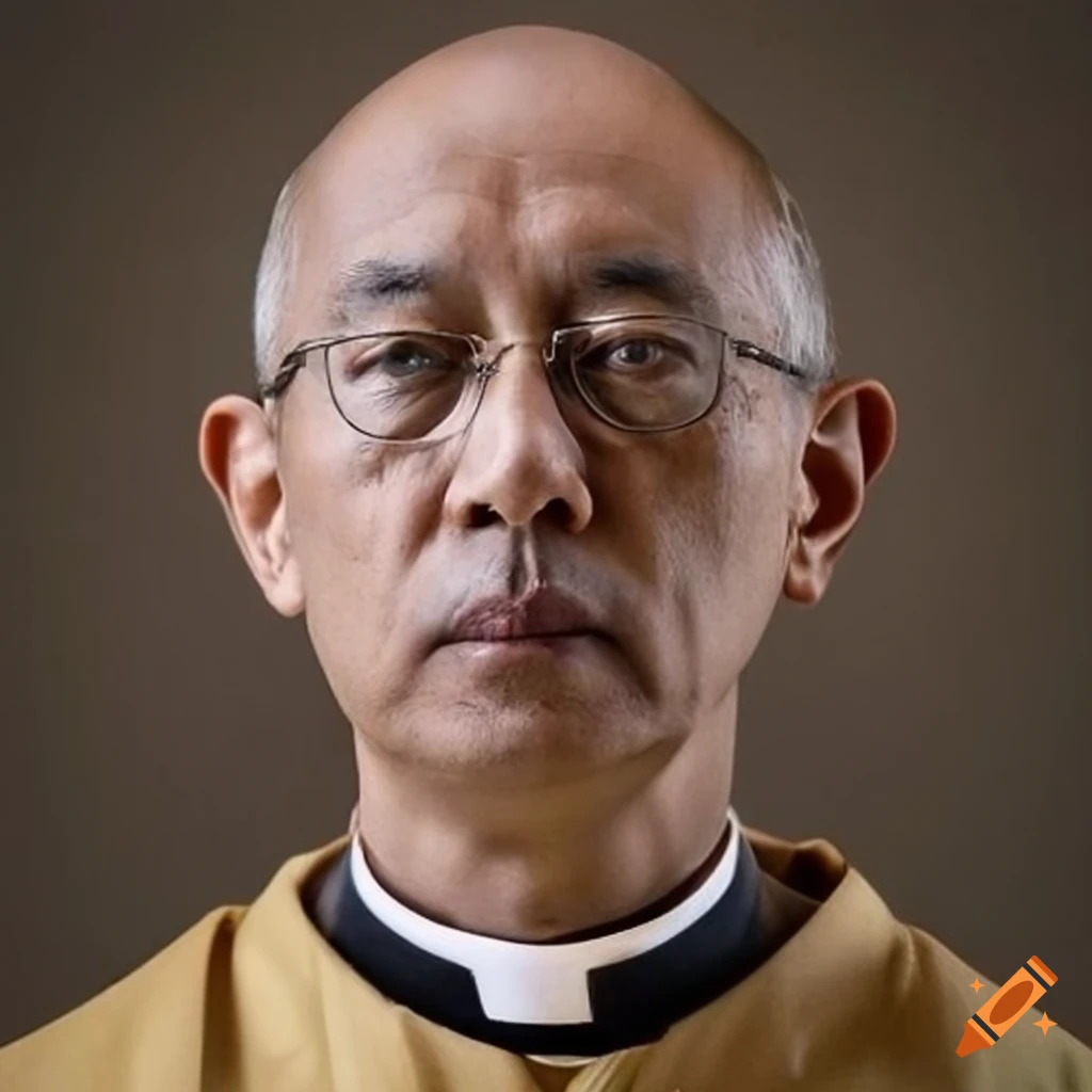 Portrait of a priest with an expressionless look on Craiyon
