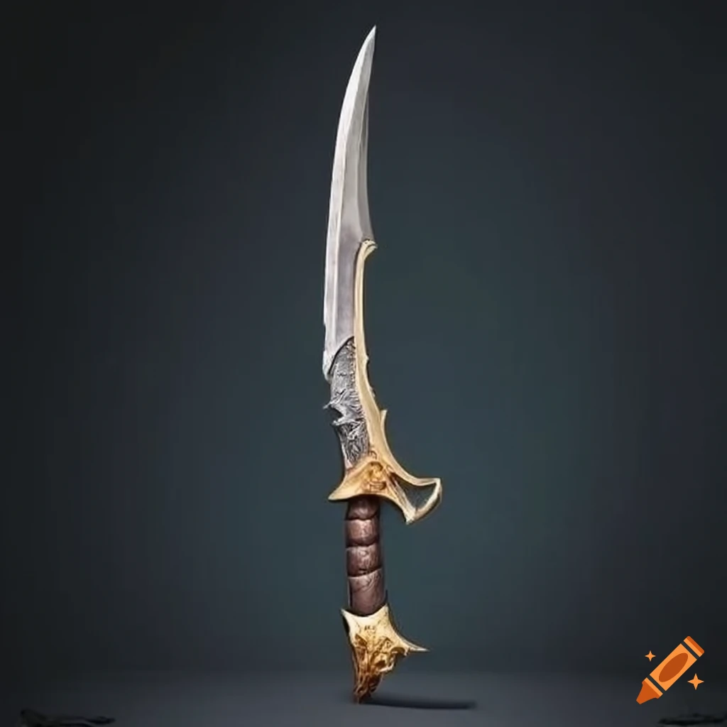 Artistically carved dark crystal scimitar sword on Craiyon