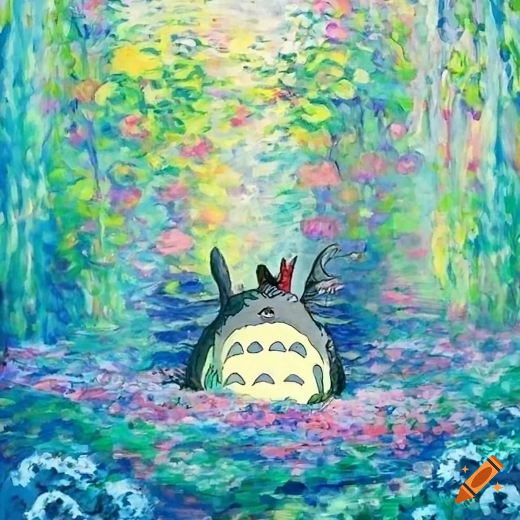 Totoro character in Monet's impressionistic style on Craiyon