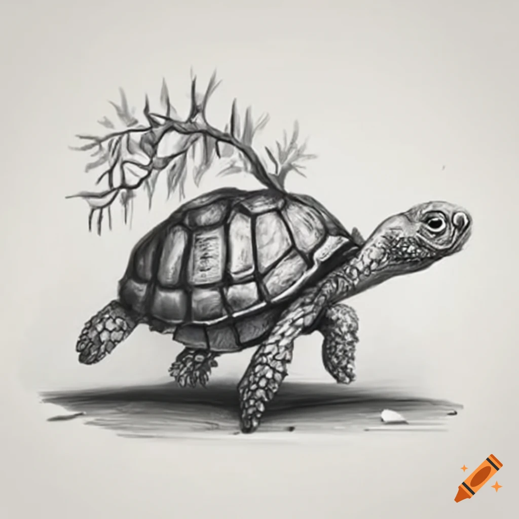 Turtle with tree growing out of its shell on Craiyon
