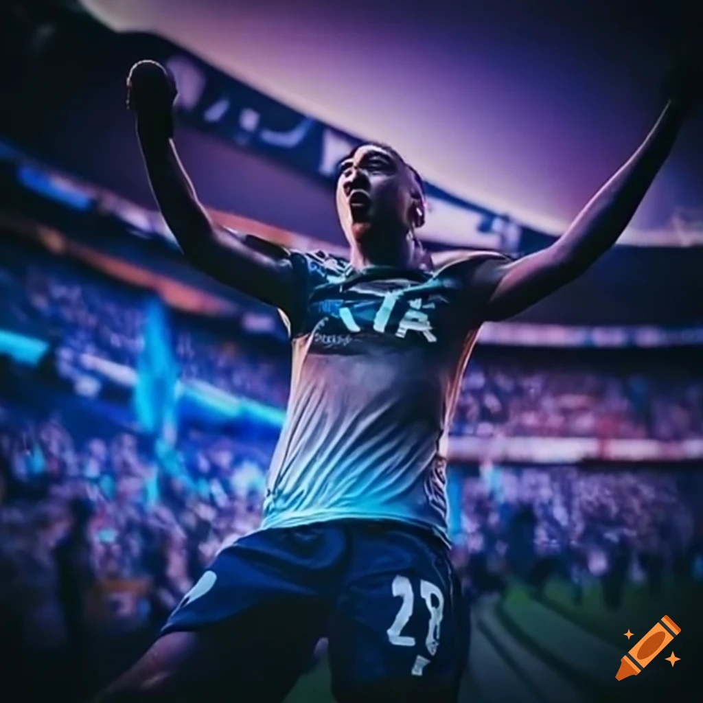 Excited tottenham hotspurs fan celebrating a big win on Craiyon