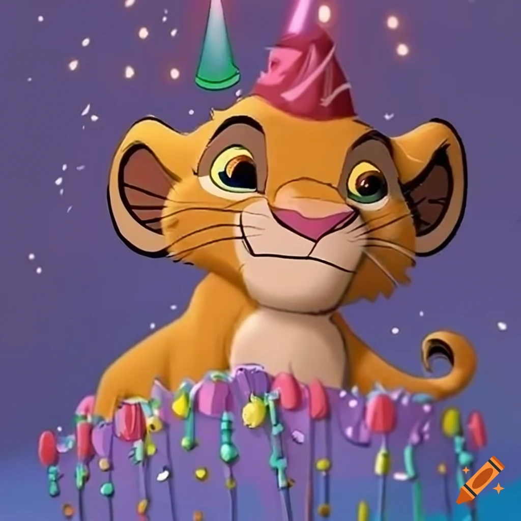 Simba birthday card on Craiyon