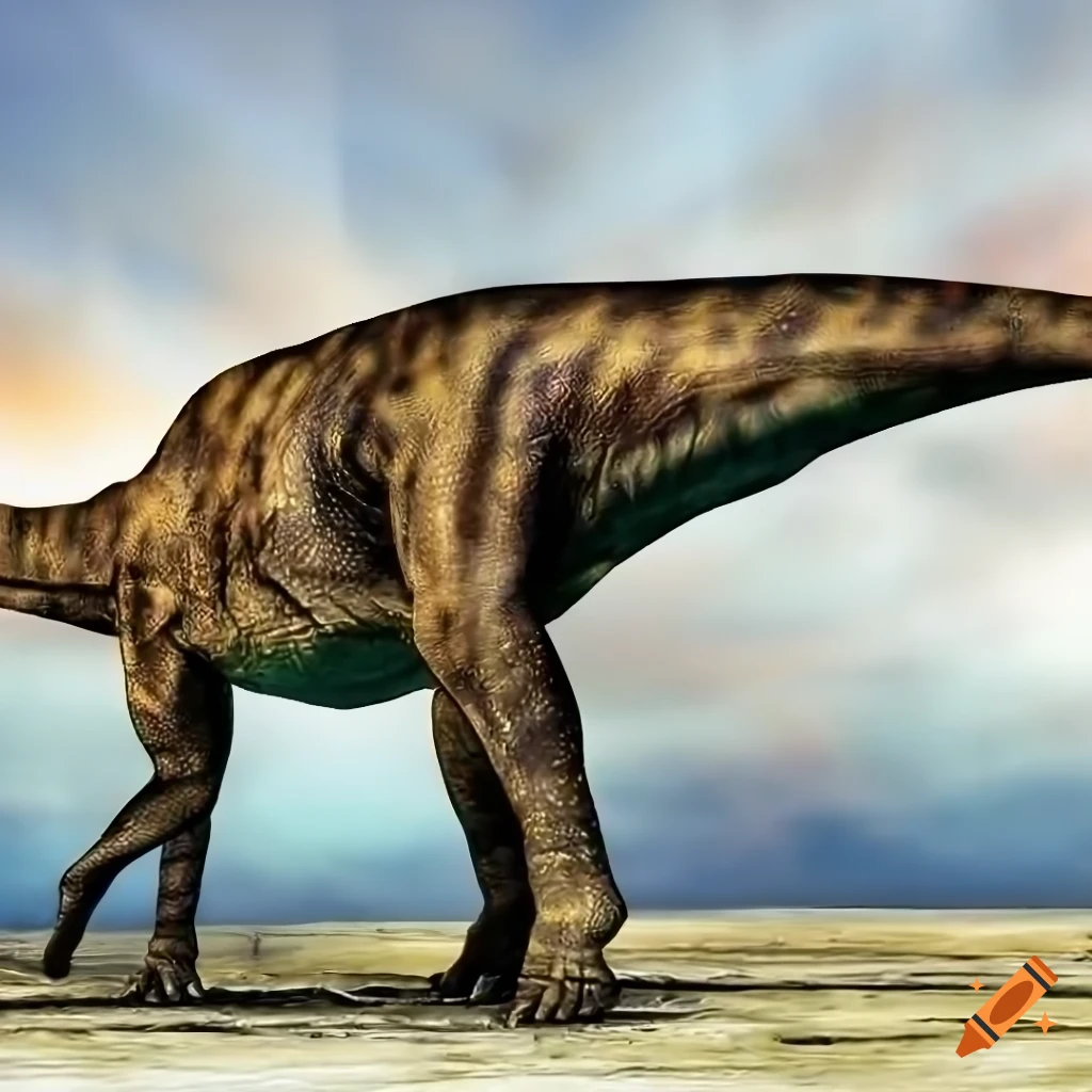Hefty Hadrosaurus dinosaur with intricate color pattern and detailed ...
