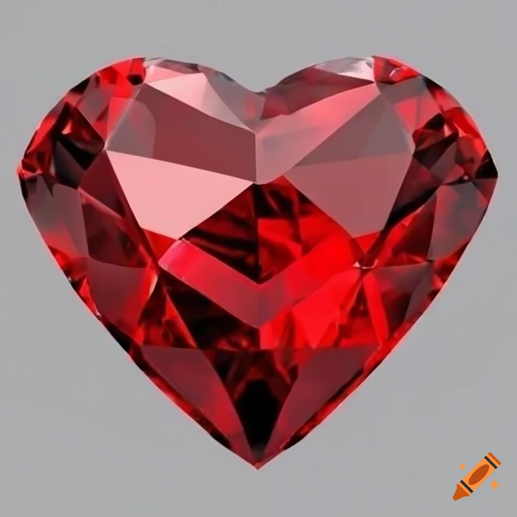Red diamond heart in 3d on Craiyon