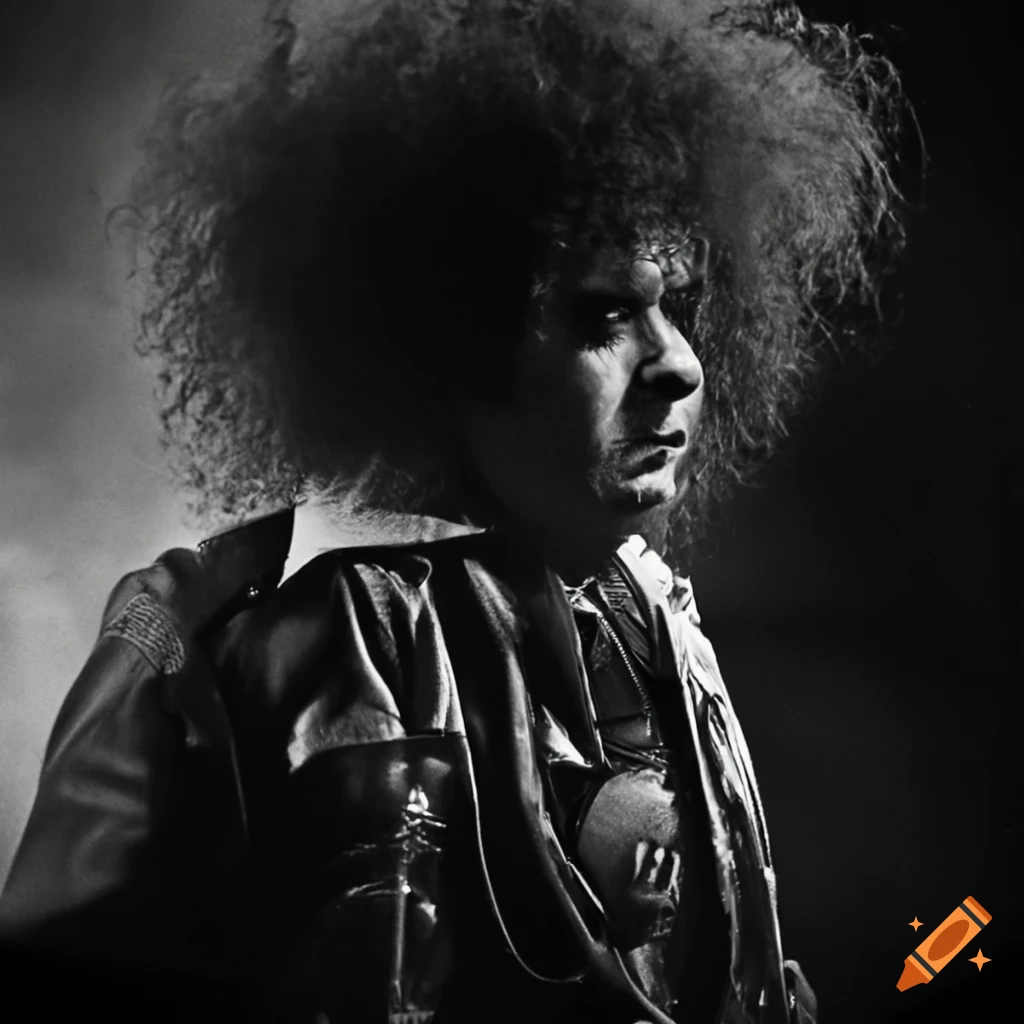 Iconic rock musician robert smith on motorcycle on Craiyon