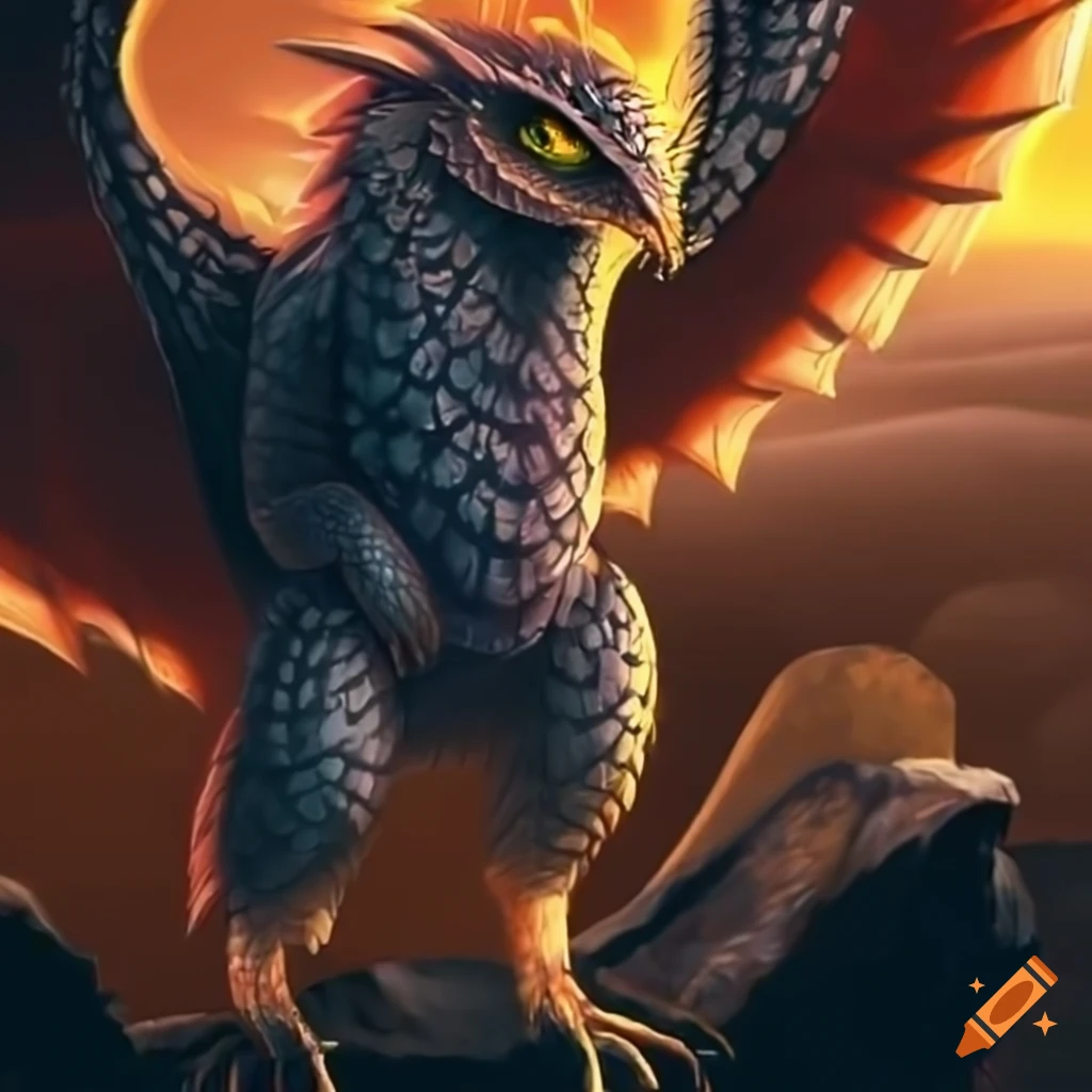Illustration of an owl dragon on Craiyon