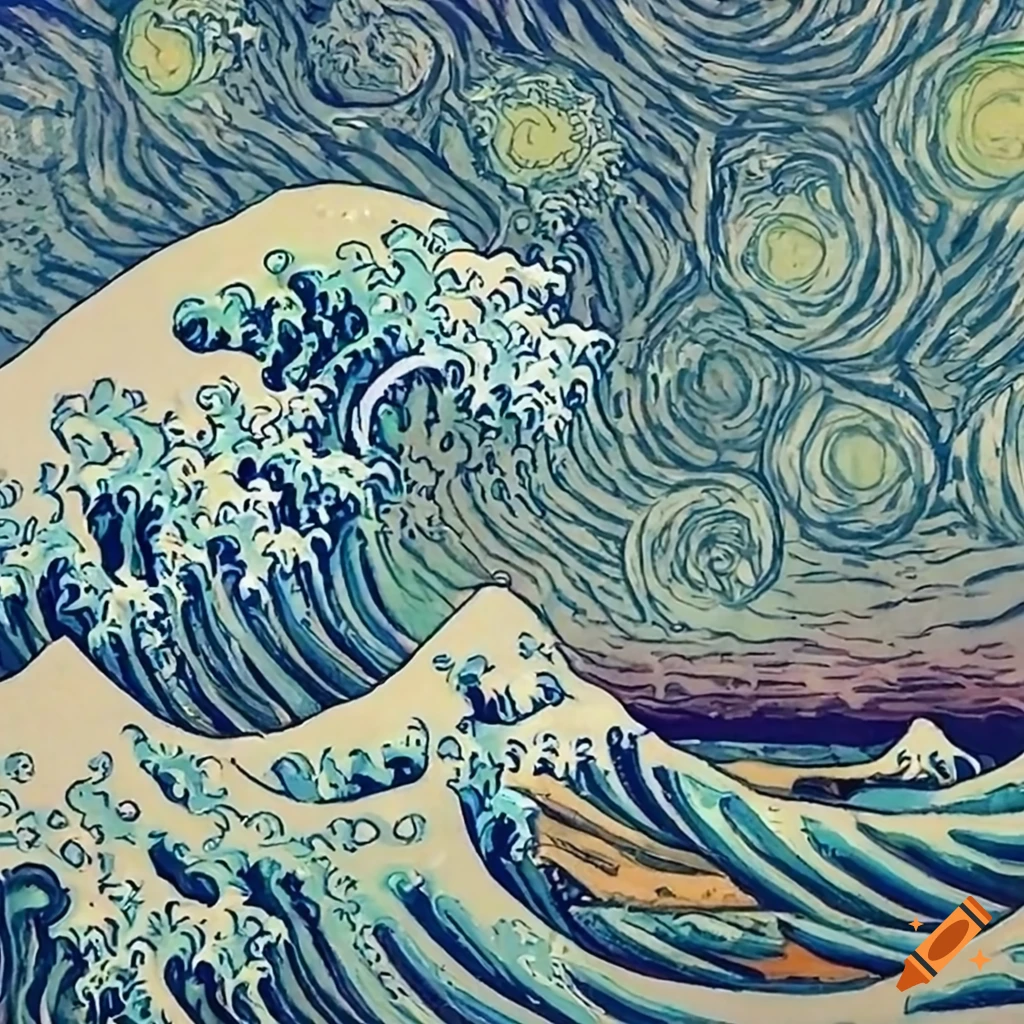 Great wave off kanagawa in vincent van gogh's style on Craiyon