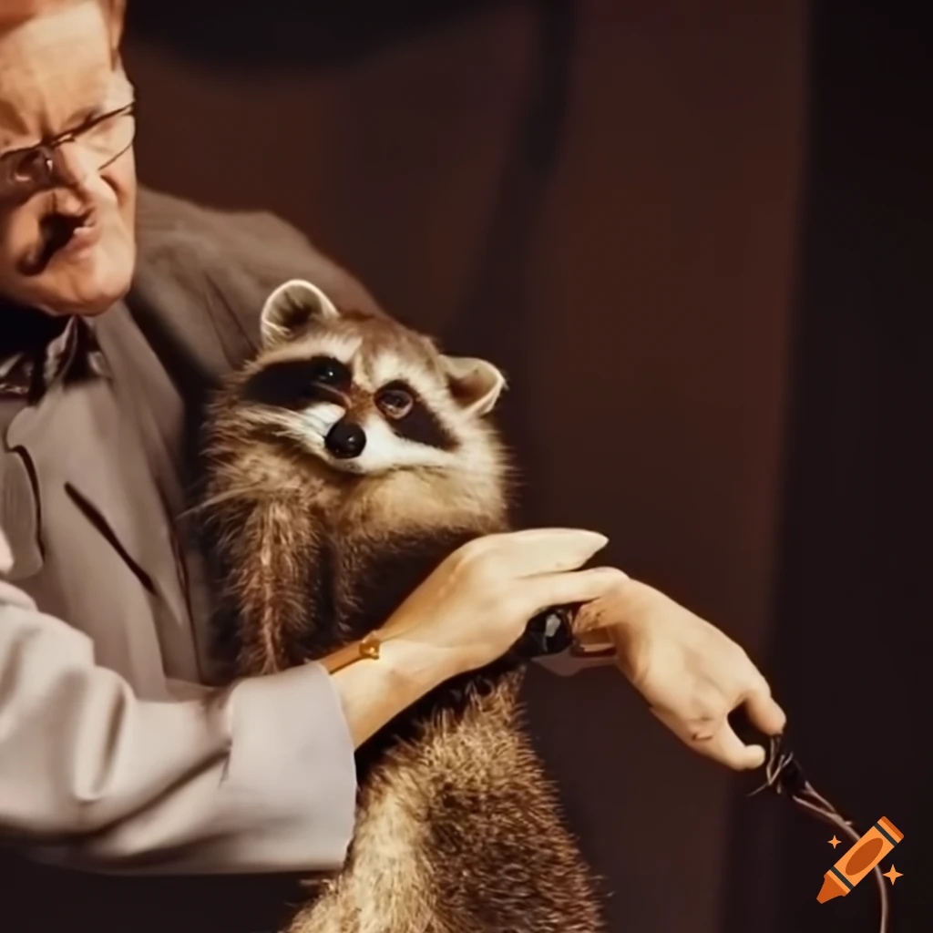 Magician performing with hat, rabbit, raccoon, and cards on stage on ...