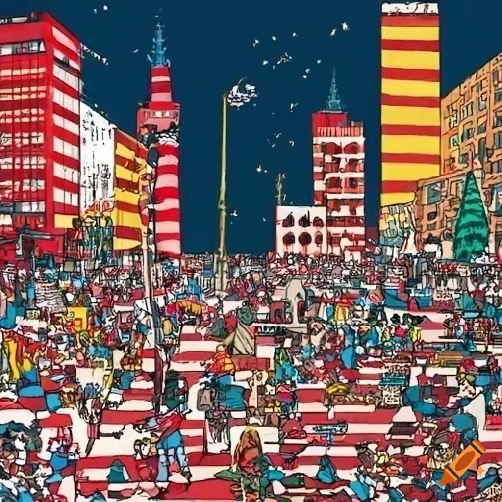 Where's Waldo style image with 100 cats in a black and white landscape ...