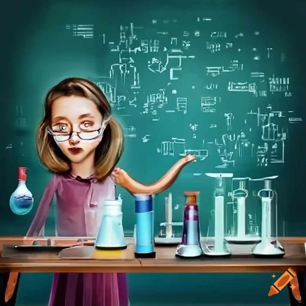 Ai illustration of a chemistry class with the professor teaching ...