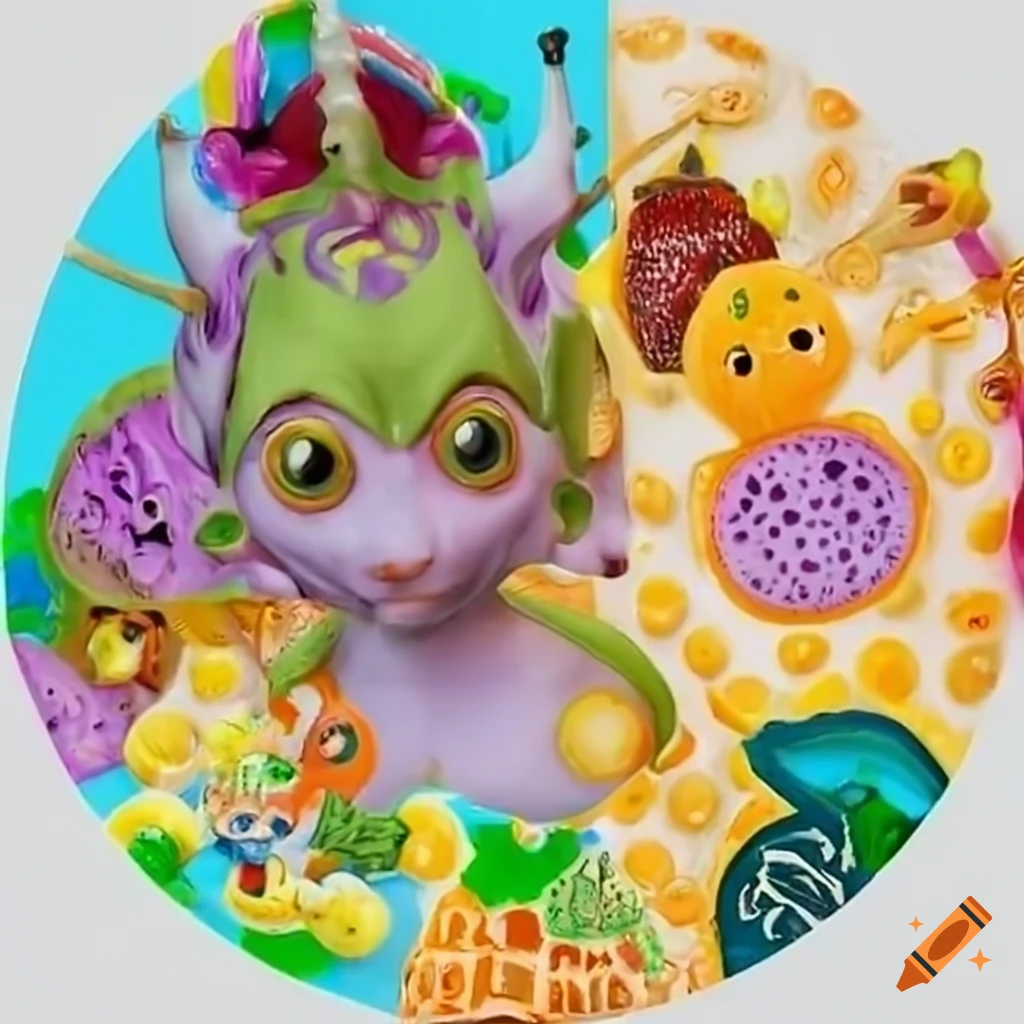 Mythical creatures and mutant omega mart lemon fruit monster in a ...