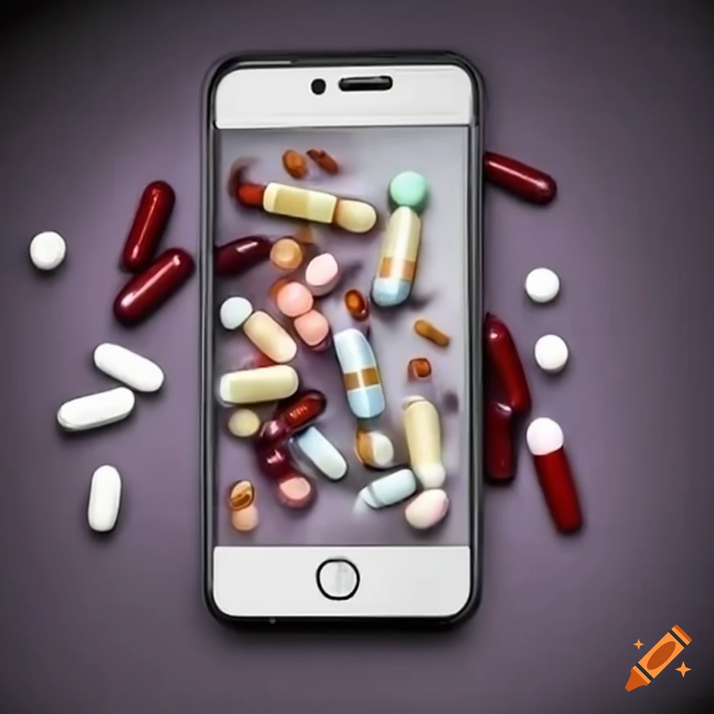 Smartphone with drug advertising on Craiyon