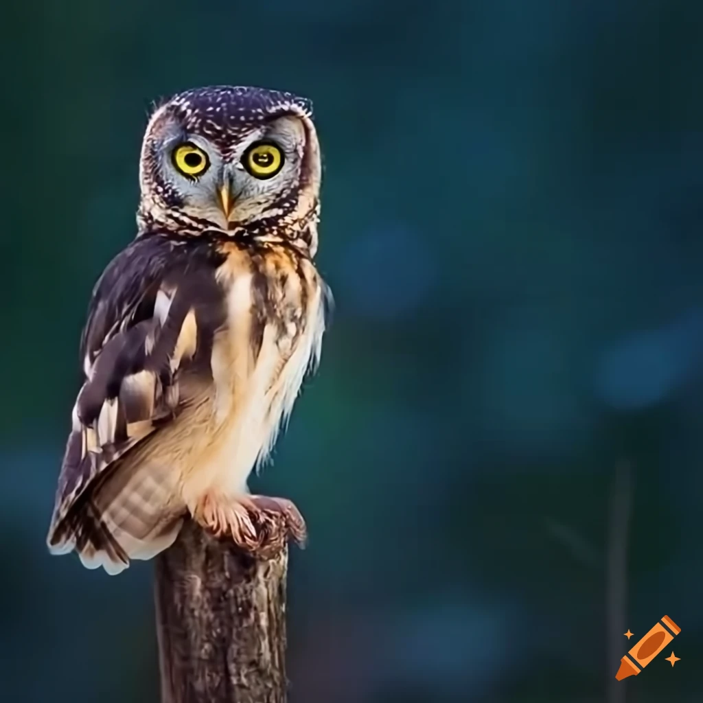 Owl hunting for food in the moonlit forest on Craiyon